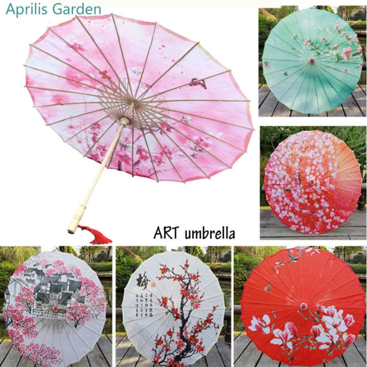 New Silk Cloth Oil Paper Umbrella Rain Women Decor Vintage Dance Prop ...