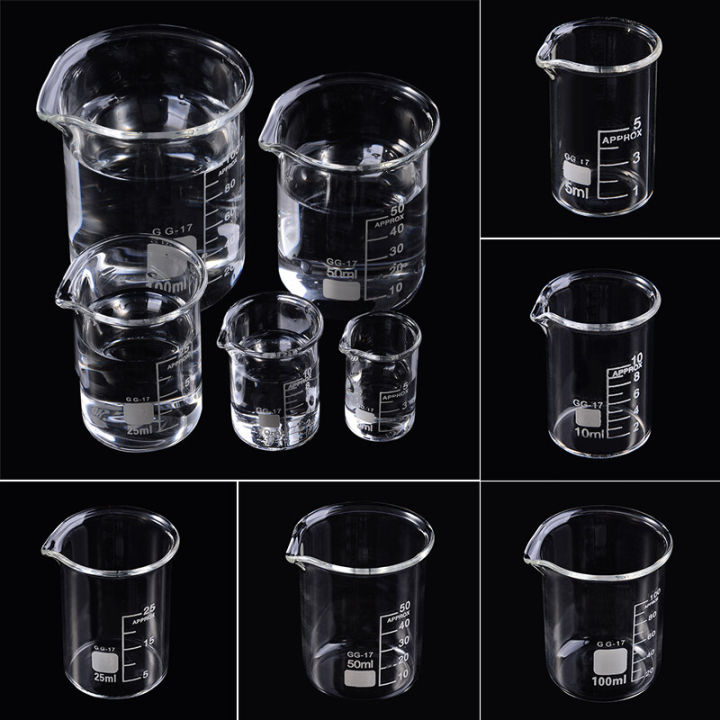 KPL 5Pcs 5 10 25 50 100ml Lab Glass Beaker Set Laboratory Measuring Glassware | Daraz.lk