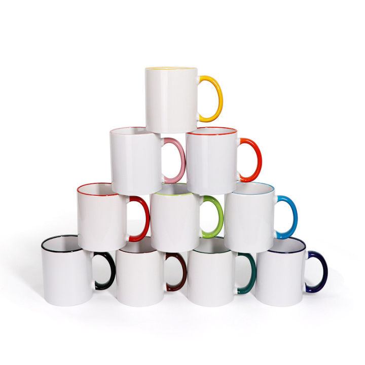 Sublimation Blank Ceramic Mug Color Heart Handle Cups Creative Coffee ...