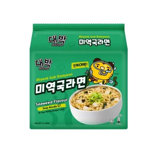 DAEBAK MIYEOK GUK SEAWEED RAMEN MULTIPACK (105gm X 5) . KOREAN RAMEN ...