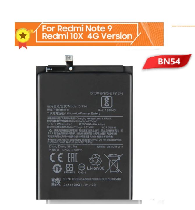Redmi REDMI 9 Note9 Battery BN54 Battery Phone Battery for Note 9 Note9 ...