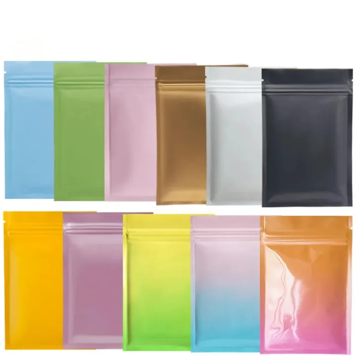 zip lock bags 100Pcs Glossy Matte Aluminum Mylar F Bag Zip Lock Self ...
