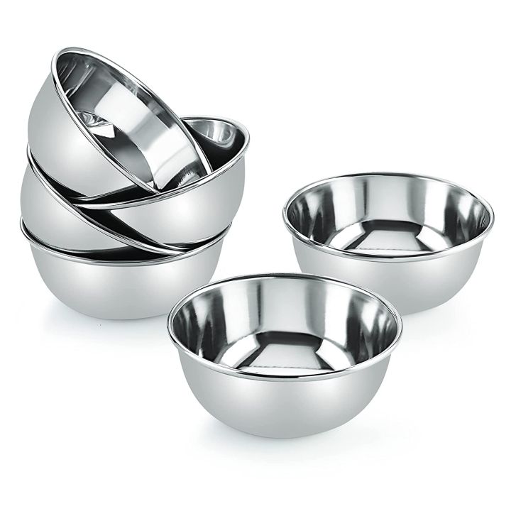 Heavy Duty Stainless Steel Food Bowl 6Pcs Set 5.9x2.2Inch Deep ...