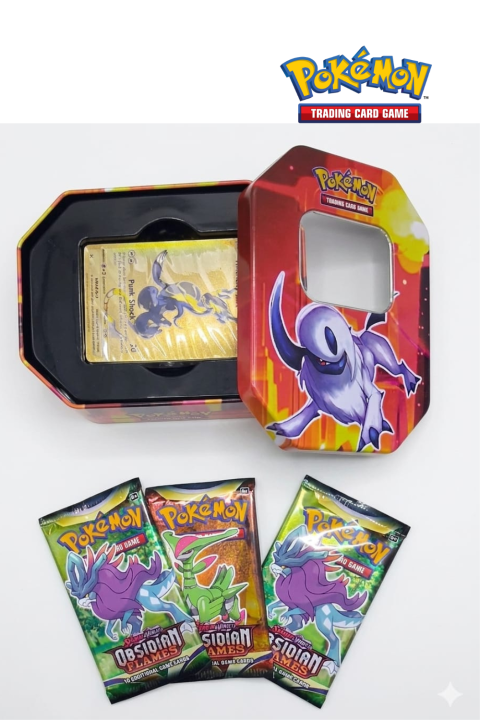 72 Pokemon Cards Tin Pokemon Trading Card Game for Kids with Metal Box ...
