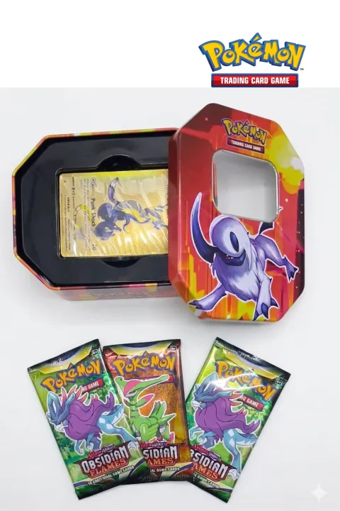 72 Pokemon Cards Tin Pokemon Trading Card Game for Kids with Metal Box ...