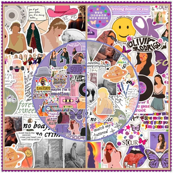 100Pcs/Set T.aylor S.wift Folklore & Olivia Rodrigo Sour Stickers POP ...