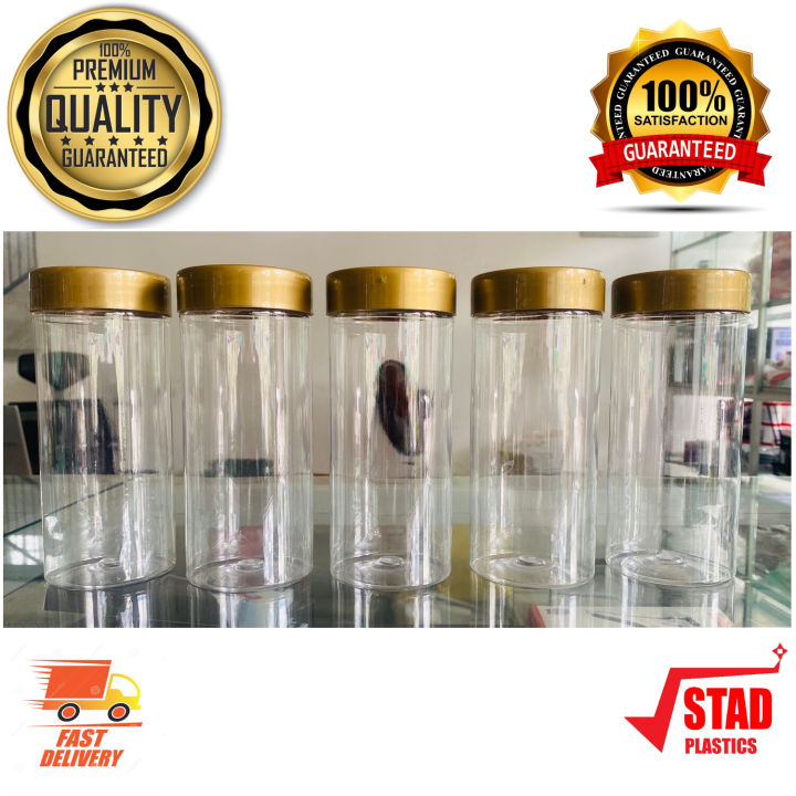 5 Pc Transparent Spice Containers With Gold Lids (EXCEL) Plastic Spicy ...