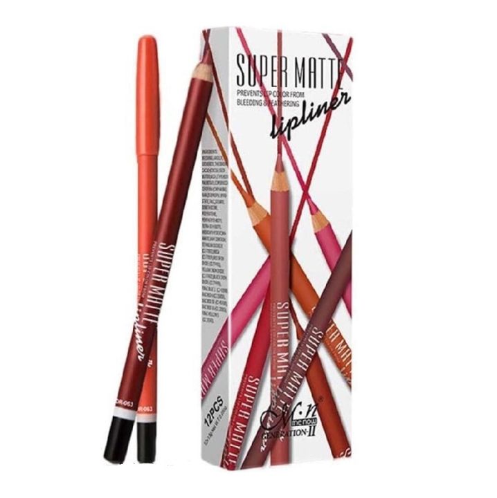 ADS Super Matte Lip Liner Pencil 12Pcs Set Matte Finish | Daraz.lk