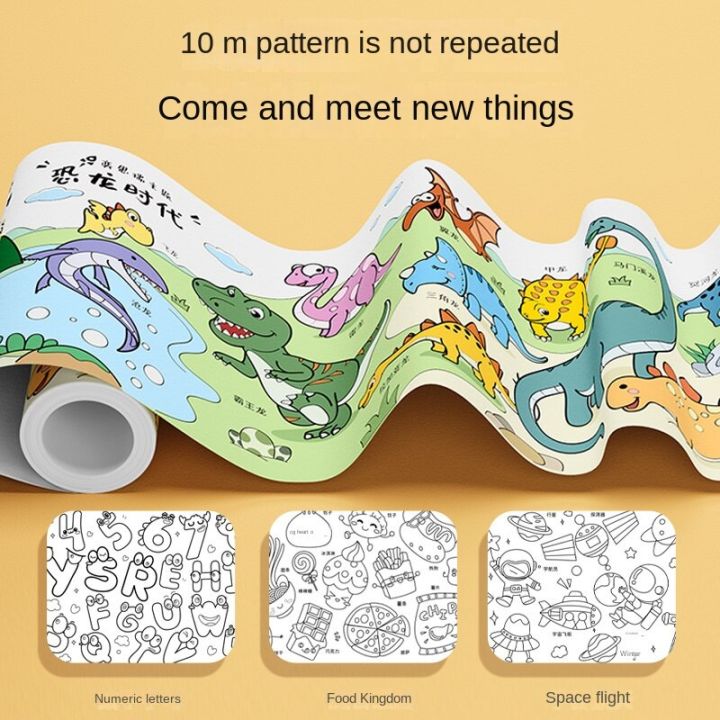 3m/10m Long Kids Graffiti Picture Book Toy Scroll Canvas Drawing ...