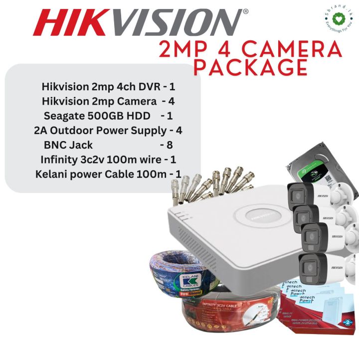 Hikvision Smart Home Security 2MP 4 Cameras Night vision Package | Daraz.lk
