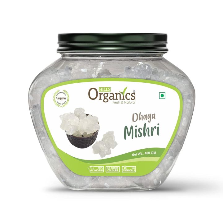 HILLS ORGANICS White Rock Sugar (Dhaga Mishri) - 400G | 100% Pure ...