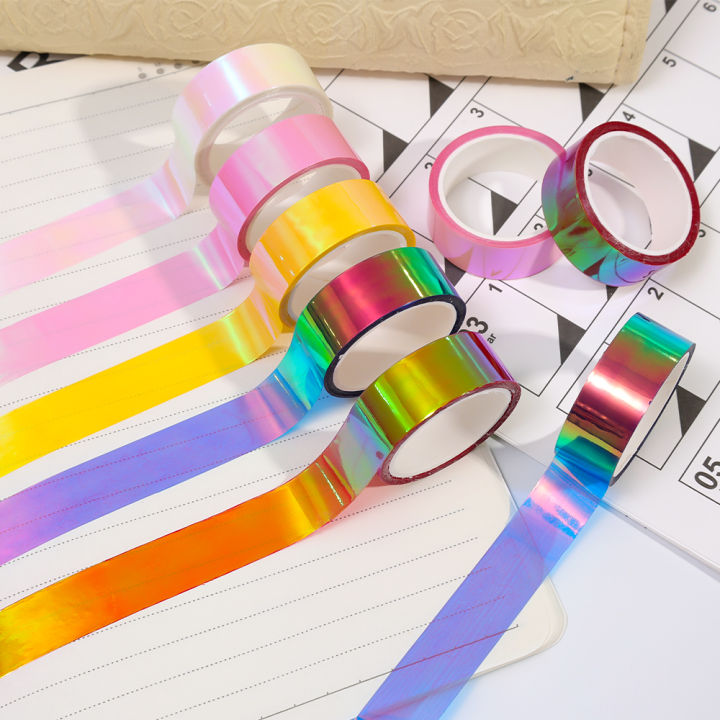 1Roll Creative Laser Gradient Tape Colorful Decorative Tape Student ...