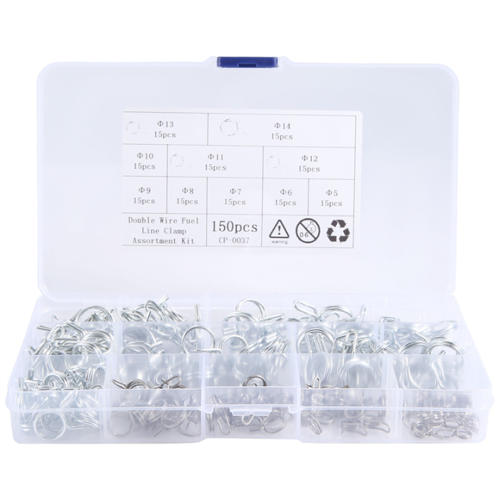 (GGBR) 150Pcs/Set Stainless Steel Spring Clip Hose Clamp Fastener Fuel ...