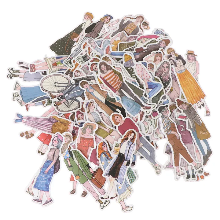 100 Pcs/Pack Lovely Girls Stickers Scrapbooking Hand Book Fashion Girl ...