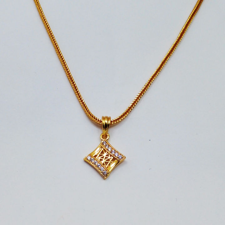 Gold Plated Fox Chain With Box Design with White Stone Stylish Rich ...