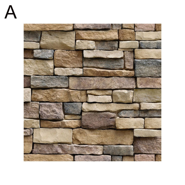 3D Rustic Effect Self-Adhesive Wall Sticker Brick Stone Wallpaper for ...