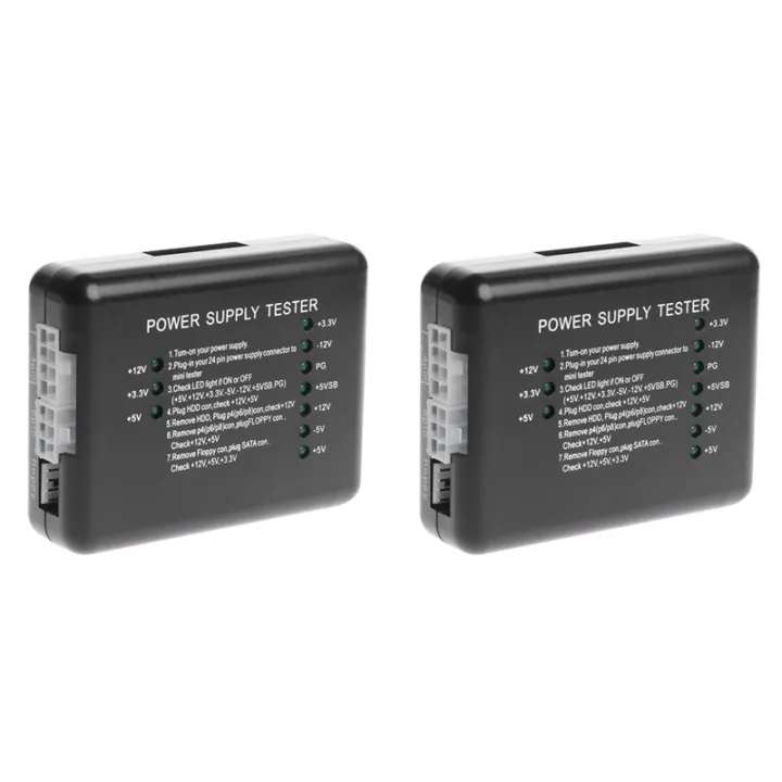 2X PC 20 24 Pin Supply Tester Checker LED for PSU ATX HDD Meter ...