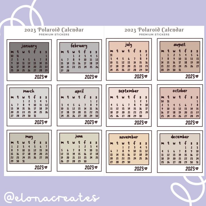 2023 Polaroid Calendar Stickers For Planners And Journals EC-1086 ...