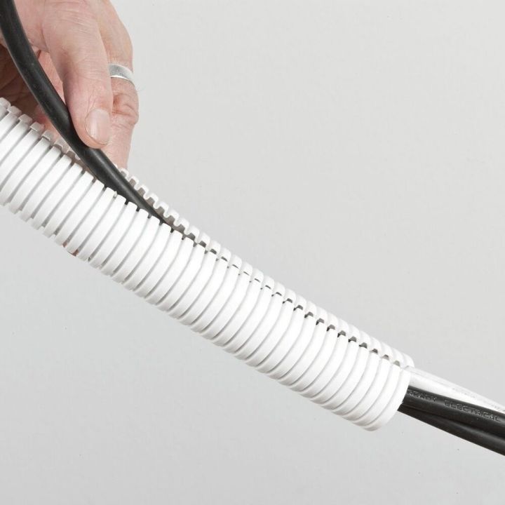 NEW WHITE Polypropylene flex split conduit, electrical cable tidy 10M ...