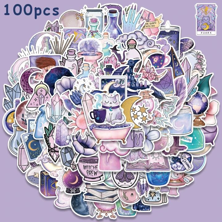 NEW 50/100pcs Witchy Magic Moon Stickers Cool DIY Decals For Laptop ...