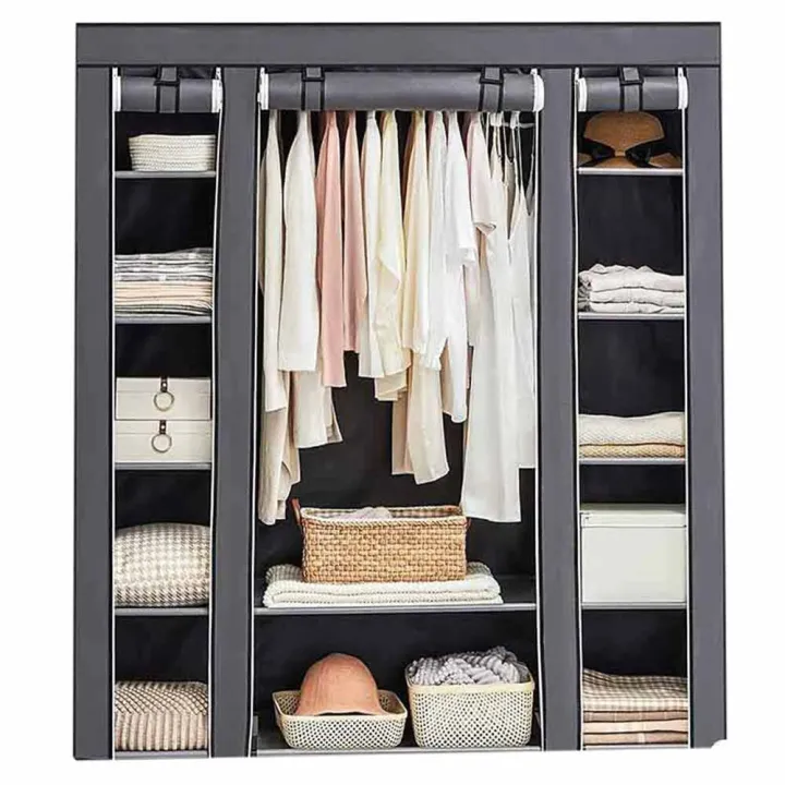 3 Door Storage Wardrobe Foldable and Movable Cloth/Fabric Wardrobe with ...
