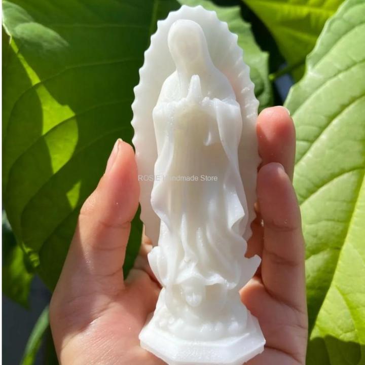 3D European Virgin Mary Silicone Candle Mold Diy Aromatherapy Statue ...