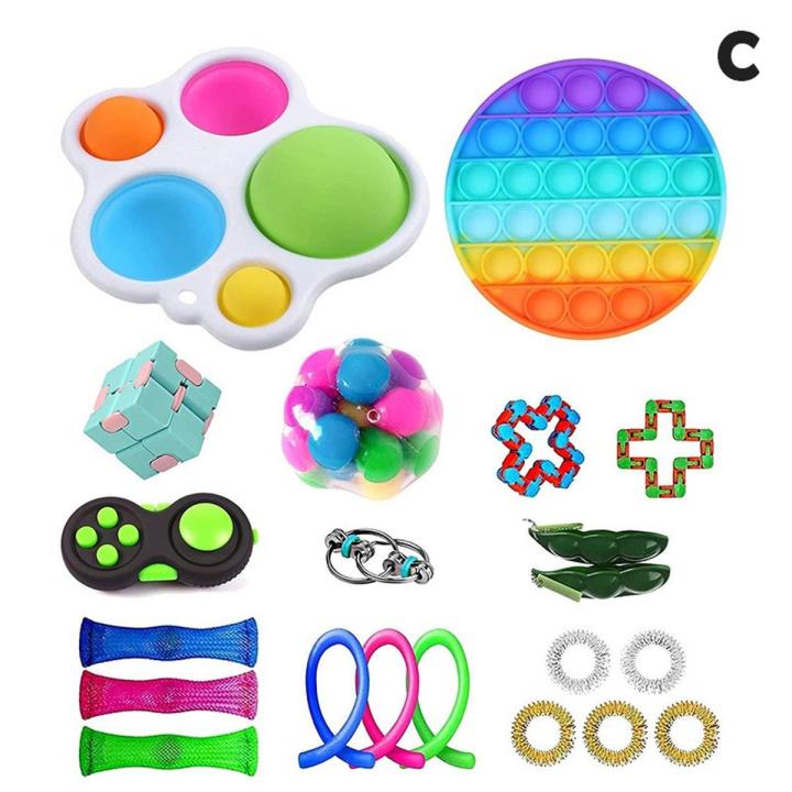 27PCS/Set Sensory Fidget Toys Set Bubble Fidget Mini Mochi Luminous ...