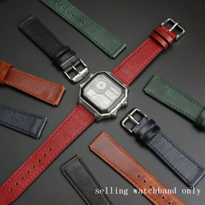 New Retro cowhide Watchband for Casio A158W A168 / F91w / AE-1200WHD ...