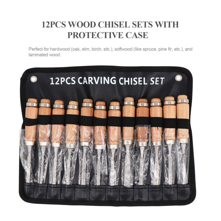 12PCS Wood Chisel Sets with Cases Professional Wood Carving Chisel ...