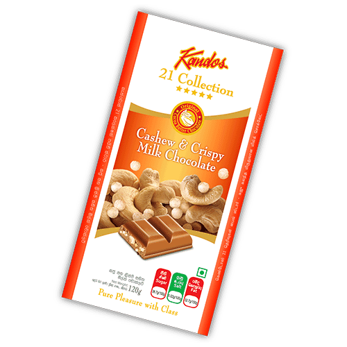 Kandos 21 collection Cashew & Crispy Milk Chocolate 120g | Daraz.lk