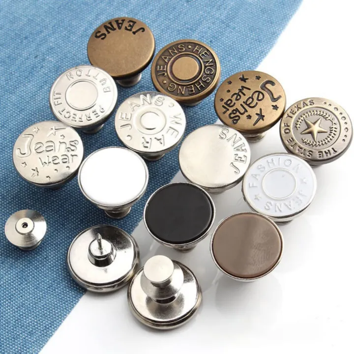 Replacement Jean Buttons No Sew Instant Button 17mm Detachable Pants ...