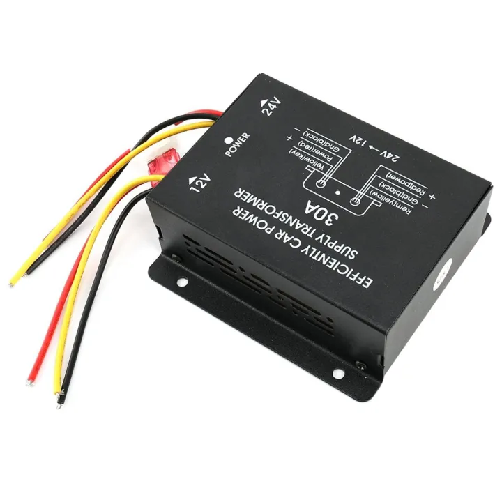 Car Power Supply Step-Down Transformer 24V To 12V Converter 30A Output ...