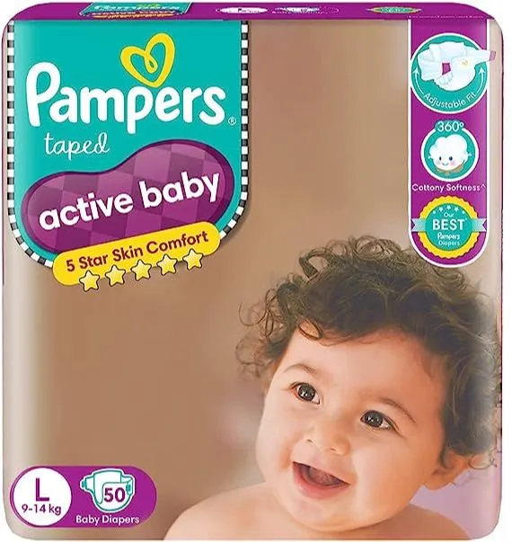 Pampers Diaper Large 50s (9 - 14Kg) Tape | Daraz.lk