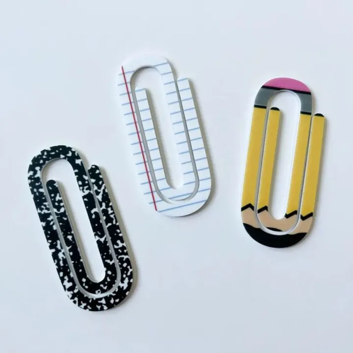3Pcs/set Memo Clip Creative Paperclip Bookmark Acrylic Classroom Theme ...