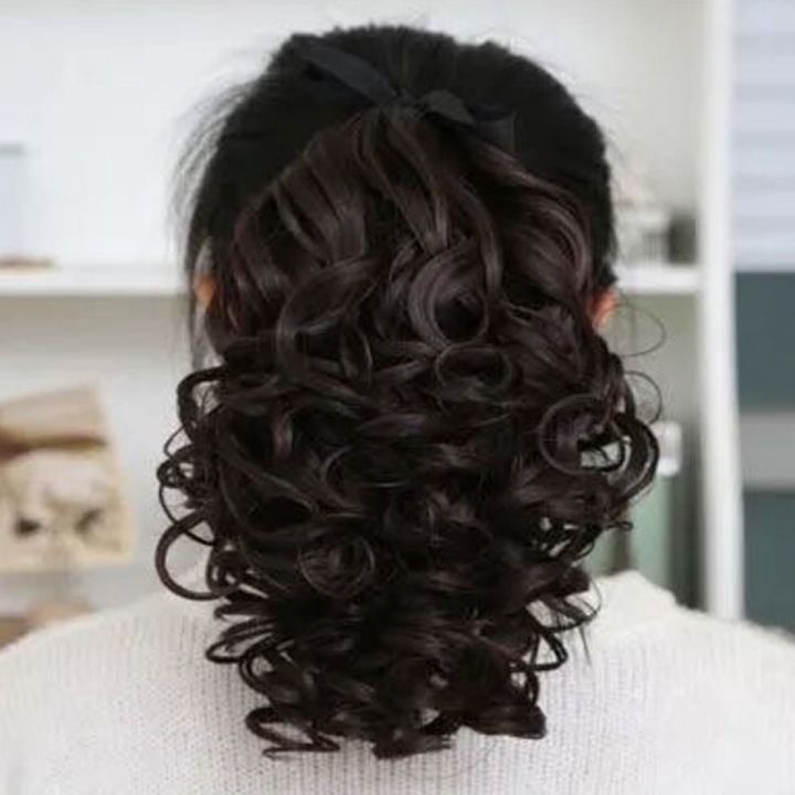 Curly Drawstring Ponytail Wig – Short Wavy Synthetic Hair Extension ...