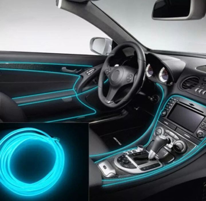 EL Cold Line Flexible Car Lights 12V Car LED Neon EL Wire Auto Lamps on ...