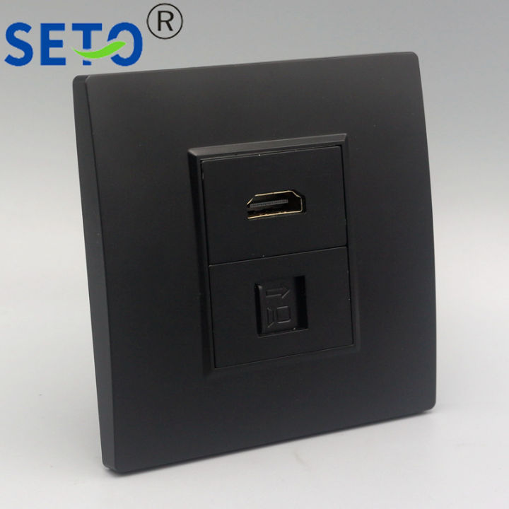 【LuxeGlow】SeTo 86 Type One Port Elbow Insert HDMI + RJ45 Cat6 Network ...