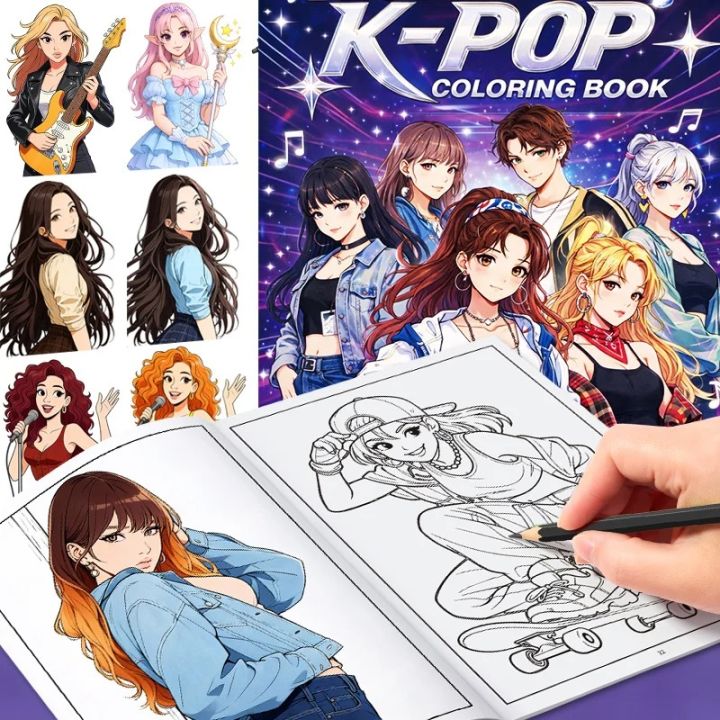 K Pop Demon Hunter Anime Figure Color Diy Coloring Book Movie Huntrix ...