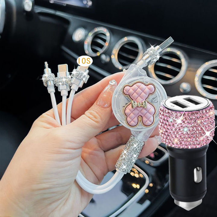 Sub Trim Plug with Hammer Adapter Flash USB Car Dual Port Bling Charger ...