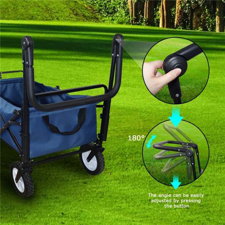 1 Piece Foldable Folding Cart Push Handle Black Metal Extendable Cart ...