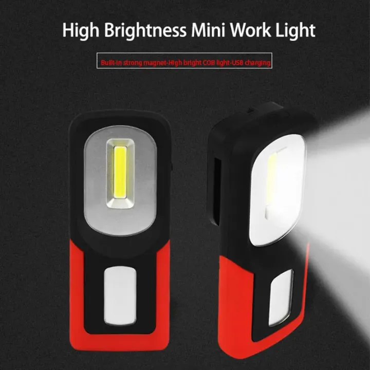 Magnetic COB LED Flashlight Portable Floodlight Work USB Rechargeable ...