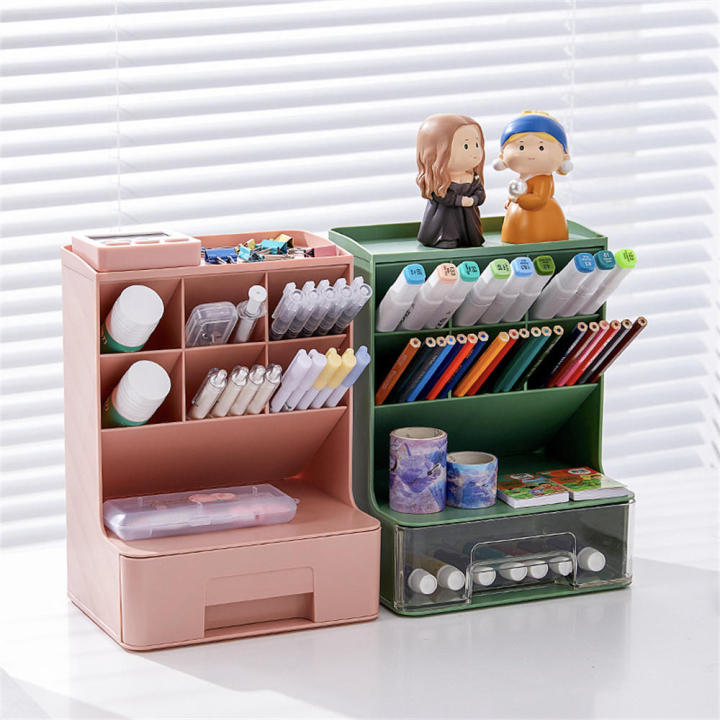Multifunctional Desk Organizer Adjustable Compartments Plastic Pen ...
