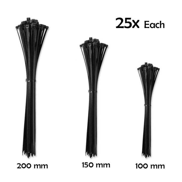 75pcs Self-locking Plastic Nylon Cable Straps/200mm,150mm,100mm Self ...