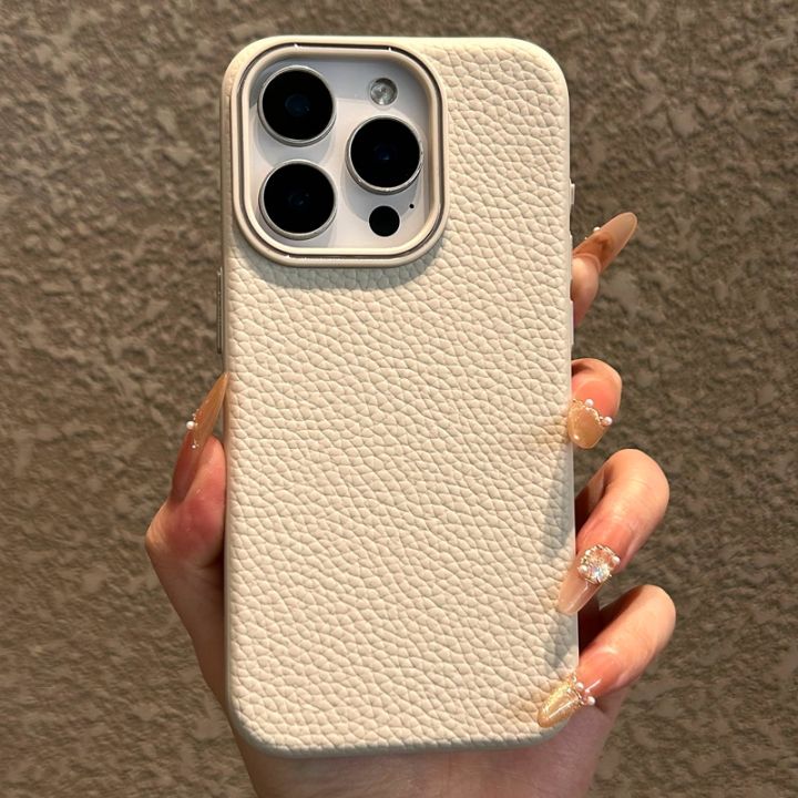 Luxury Soft Silicone Lichee Pattern Cortex Phone Case For iPhone 11 12 ...