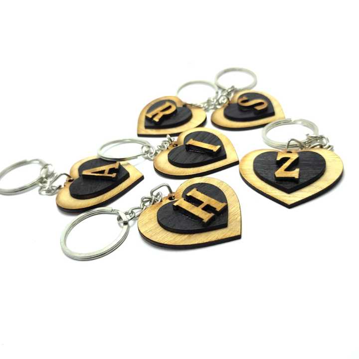 Alphabet Letter Keychain - Wooden Keychain with Personalized Initials ...
