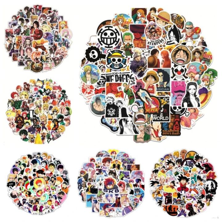 100 s Varied Anime Stickers One Piece Demon Slayer Dragon Ball Haikyuu ...