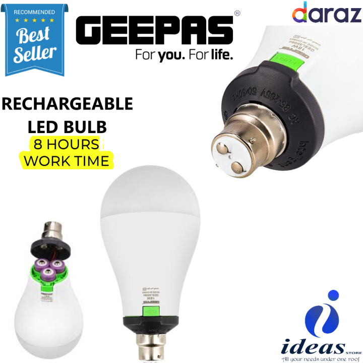 Geepas Rechargeable LED Bulb, Energy Saving,18W, GESL55094 - 36 Pcs ...