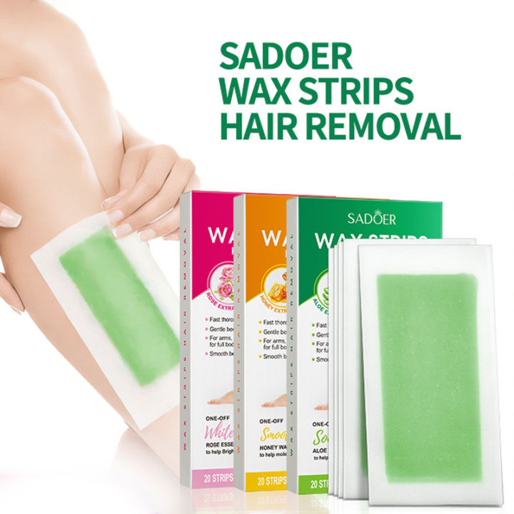 20 Pieces=10 Sheets SADOER Hair Removal Wax Strip Paper Aloe Vera Honey ...