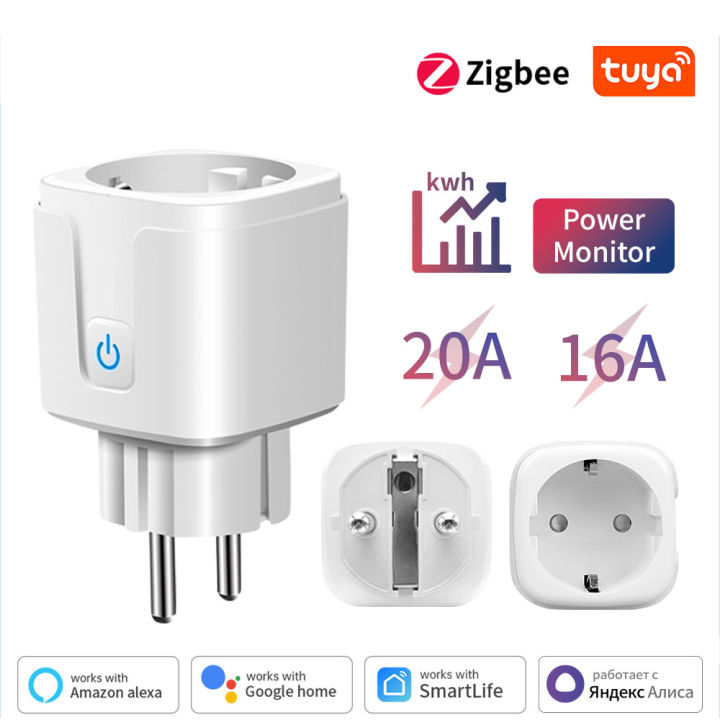 Tuya Smart Plug Zigbee EU 16A/20A Smart Socket With Power Timing Voice ...