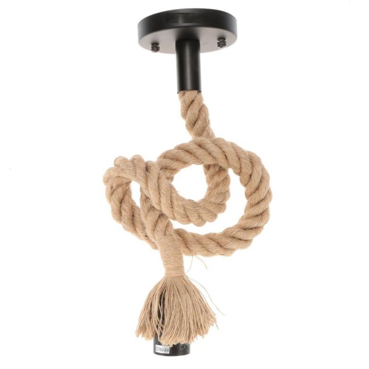 Hemp Rope Light E27 Holder Pendant Light Rope Light Vintage Edison Bulb ...